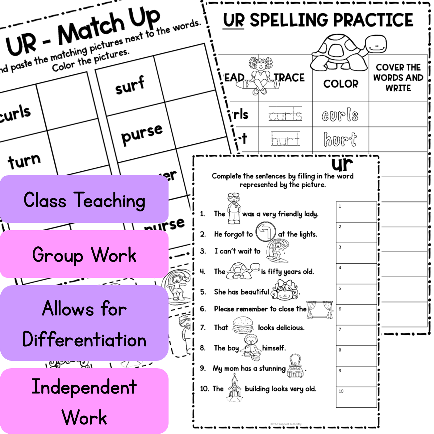 Bossy R Controlled Vowels Worksheets for UR | Made By Teachers