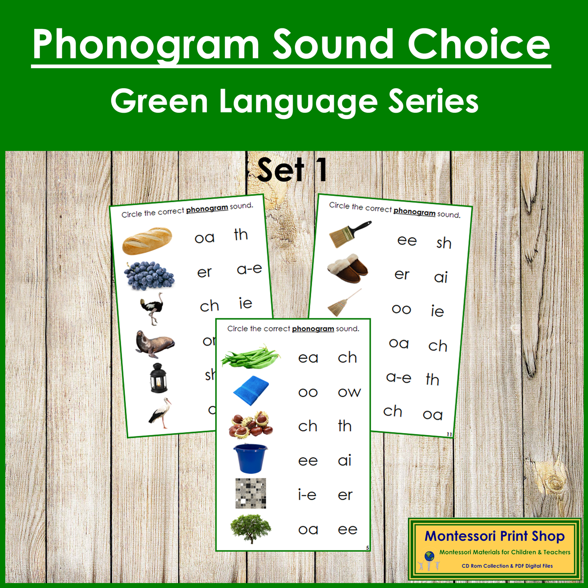 Green Phonogram Sound Choice Cards - Set 1 (photos) | Made By Teachers