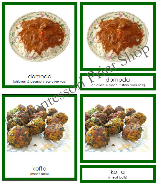 Foods of Africa 3-Part Cards (color borders) - Continent Cards | Made ...