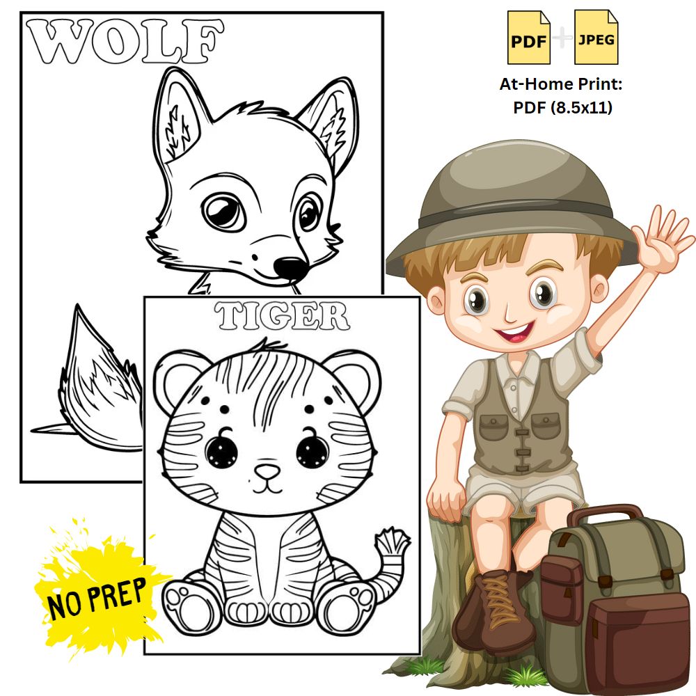Cute Wild Animals coloring pages | Made By Teachers