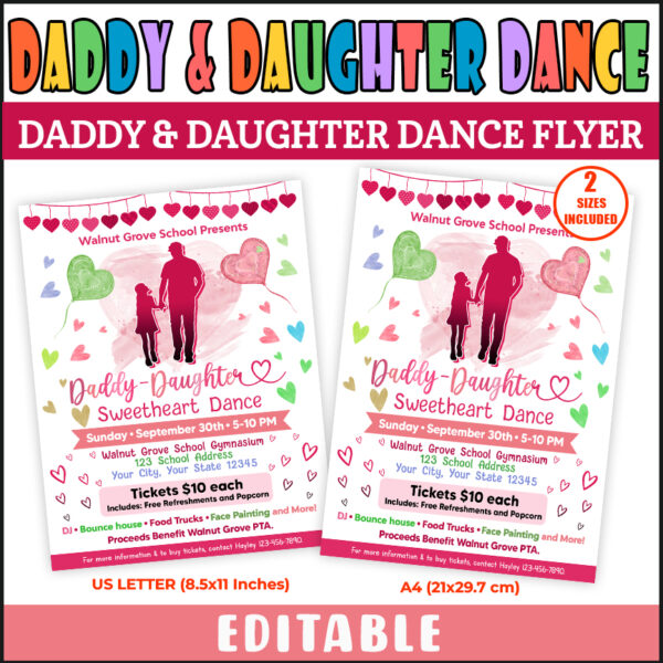 Father and Son Night of Bowling Flyer, School Event Fundraiser Template ...