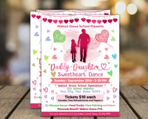 Editable Daddy and Daughter Flyer Template, School Event Fundraiser ...