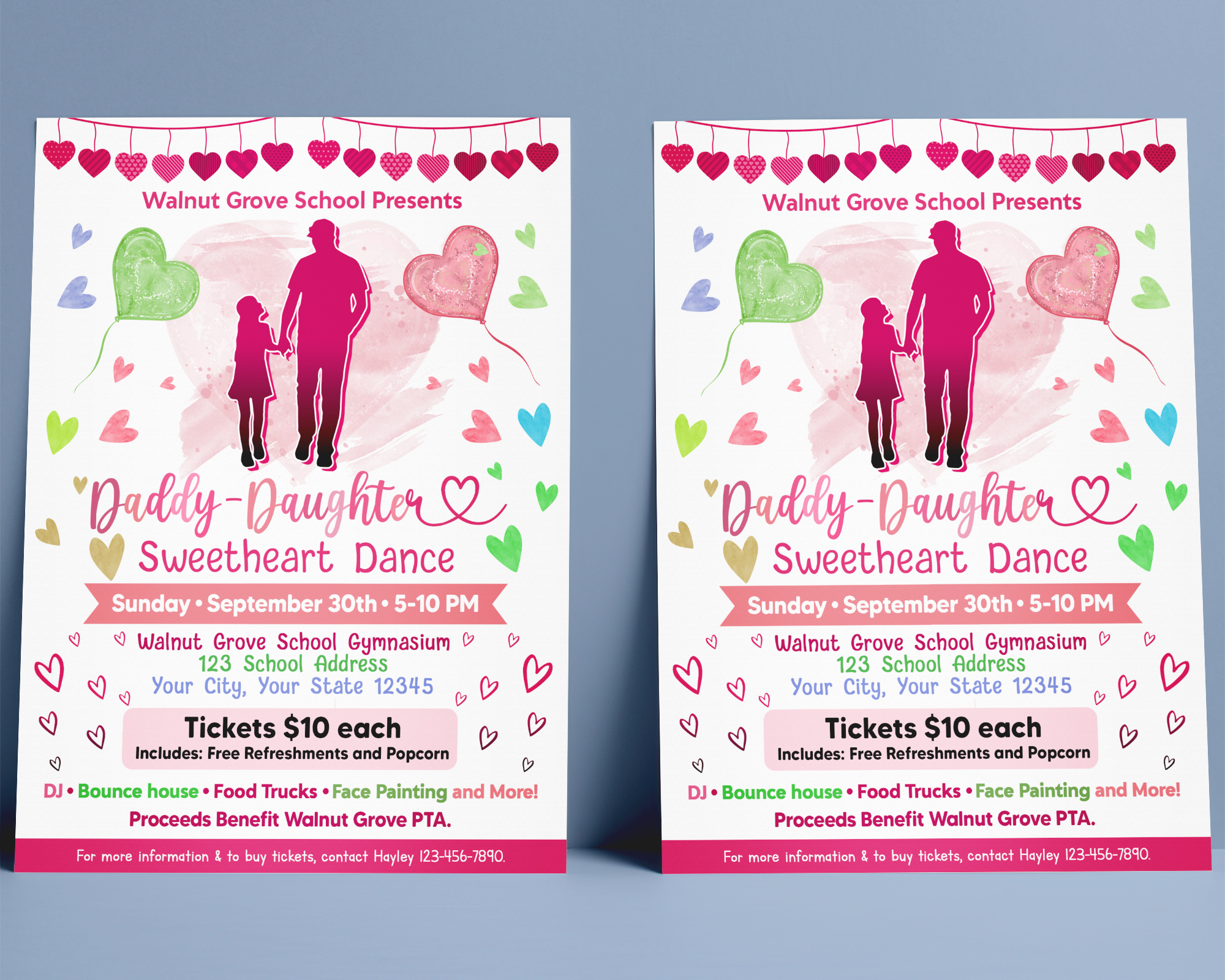 Editable Daddy and Daughter Flyer Template, School Event Fundraiser Flyer Template | Made By ...