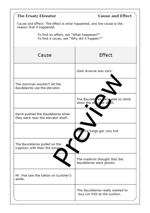 Lemony Snicket "The Ersatz Elevator" worksheets | Made By Teachers