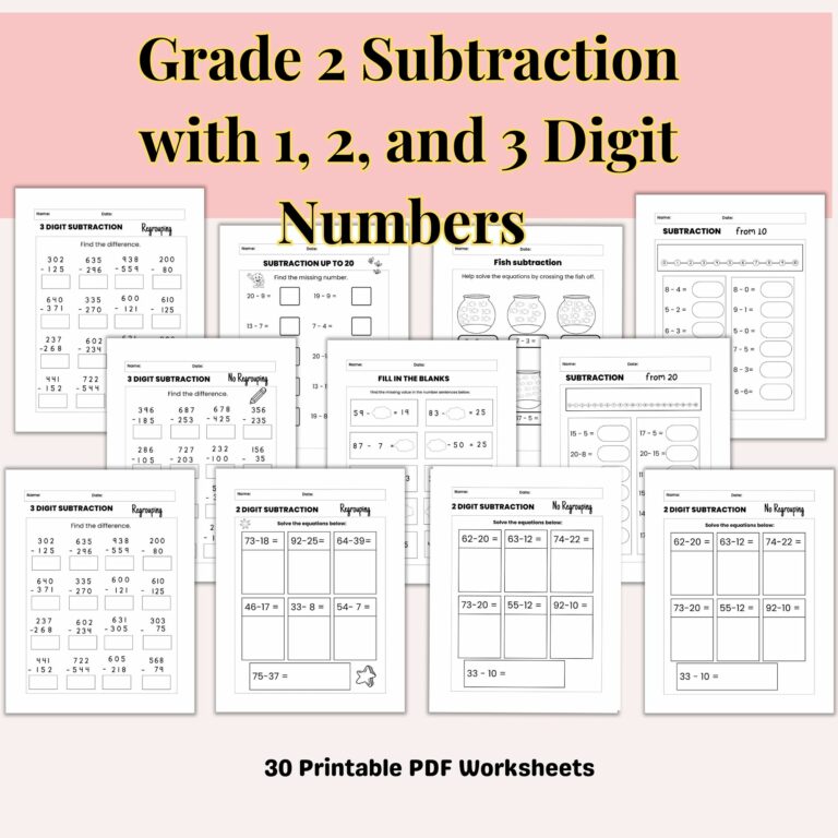 Subtraction Worksheets With And Without Regrouping For Grade 2 Made subtraction-worksheets-with-and-without-regrouping-for-grade-2-made