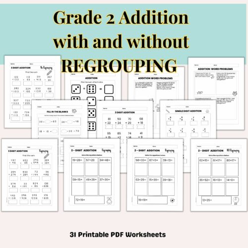 Addition Worksheets with Single, 2 Digit and 3 Digit Numbers, Answer ...