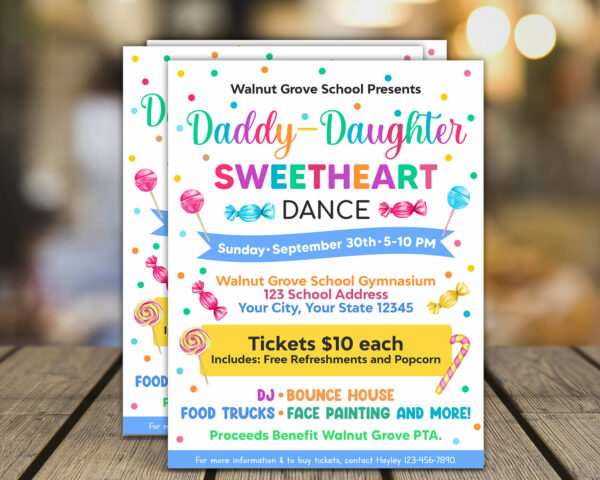 Editable Daddy and Daughter Sweetheart Dance Flyer, School Event ...