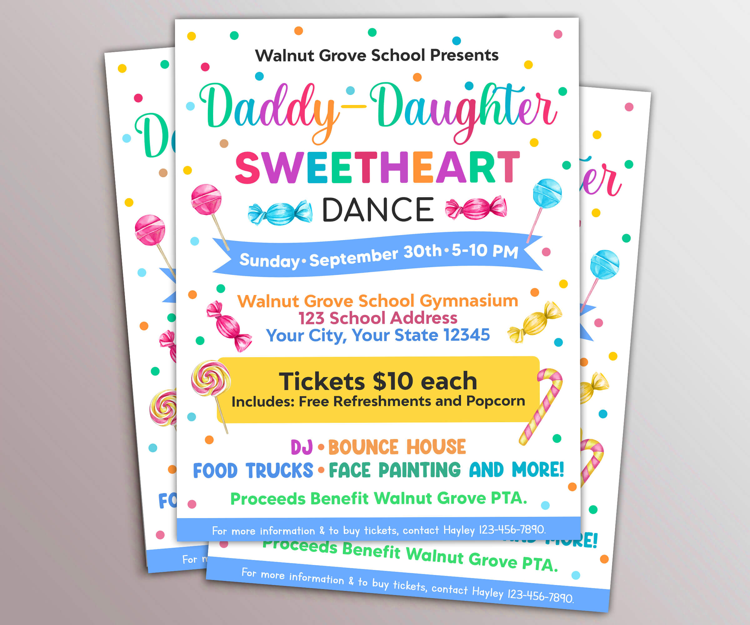 Editable Daddy and Daughter Sweetheart Dance Flyer, School Event ...