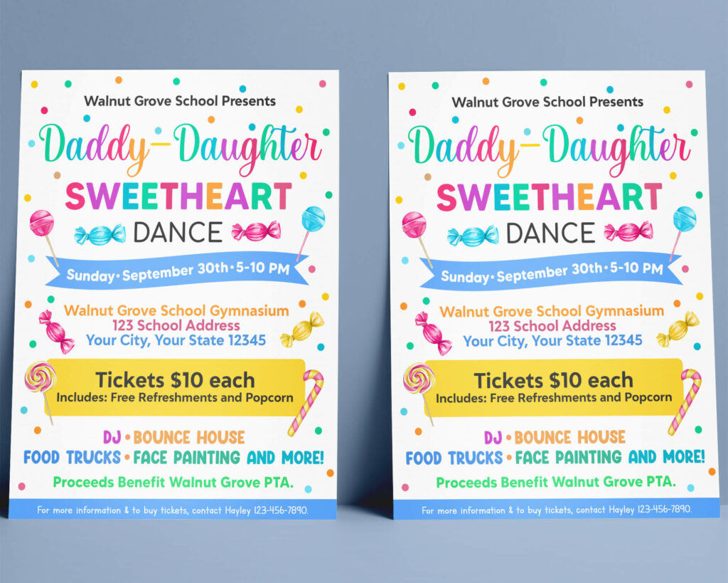 Editable Daddy and Daughter Sweetheart Dance Flyer, School Event ...