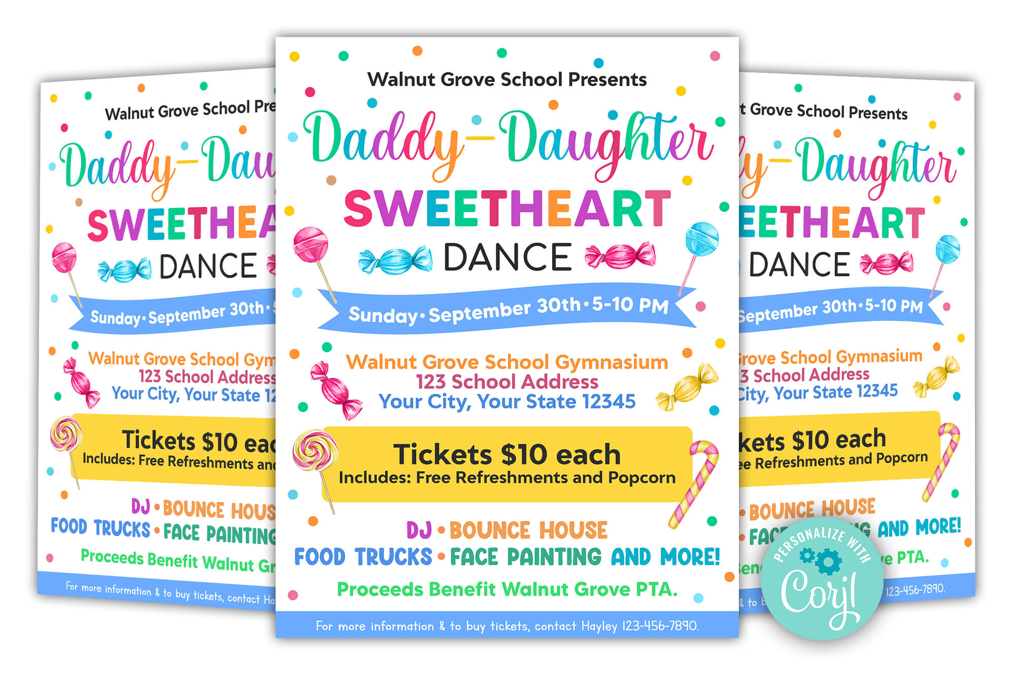 Editable Daddy and Daughter Sweetheart Dance Flyer, School Event ...