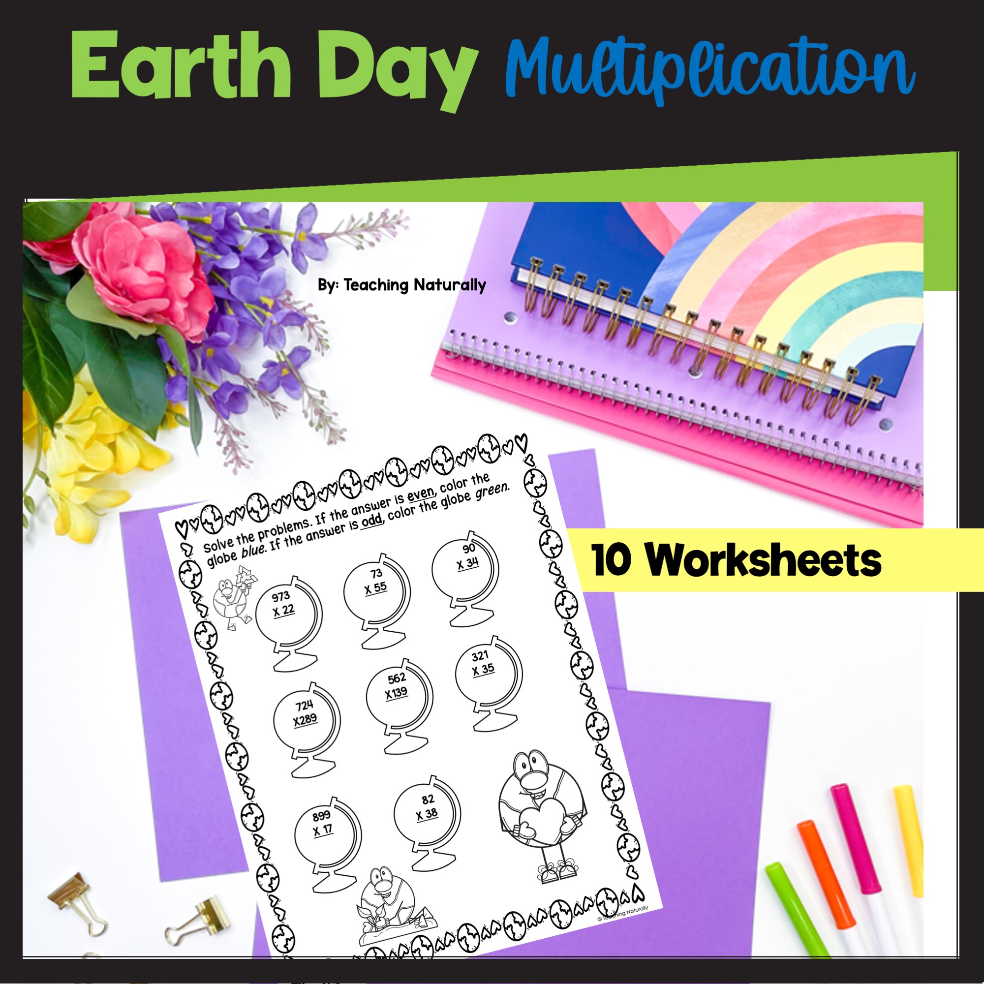 Earth Day Multiplication Practice Worksheets Multiplying within 100 ...