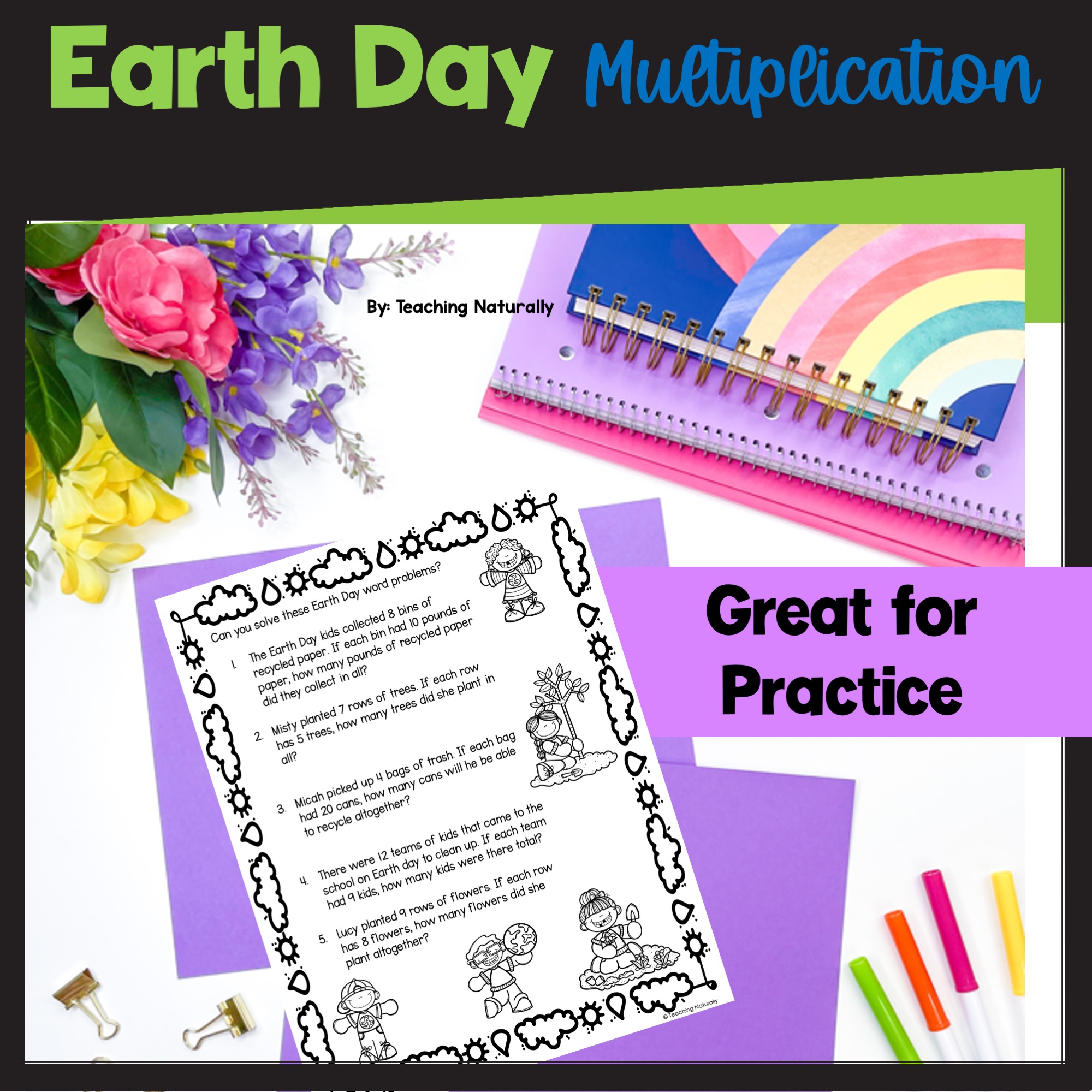 Earth Day Multiplication Practice Worksheets Multiplying within 100 ...
