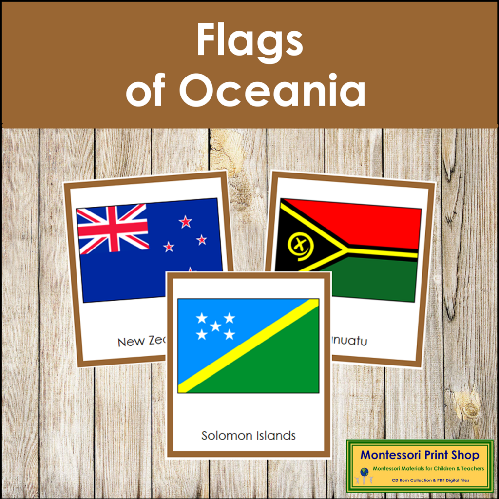 Flags of Oceania 3-Part Cards (color borders) - Continent Cards | Made ...