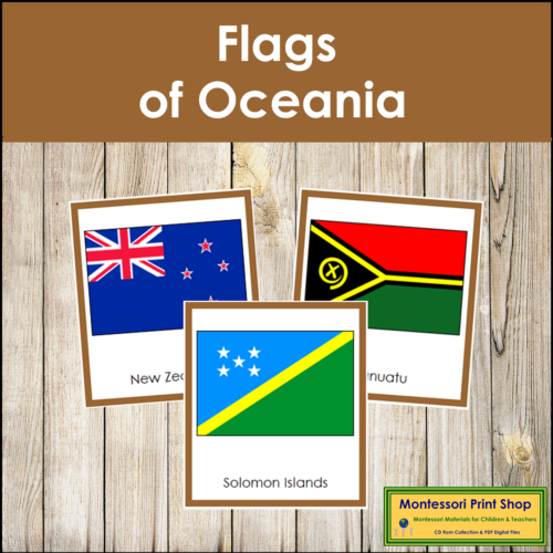 Flags of Oceania 3-Part Cards (color borders) - Continent Cards | Made ...
