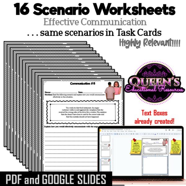 Effective Communication Scenario Task Cards and Worksheets | Made By ...