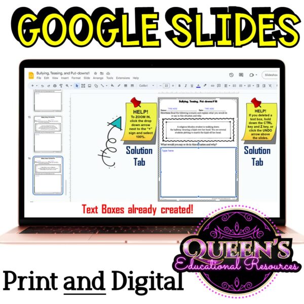 Bullying, Teasing, and Put-downs Scenario Task Cards and Worksheets ...