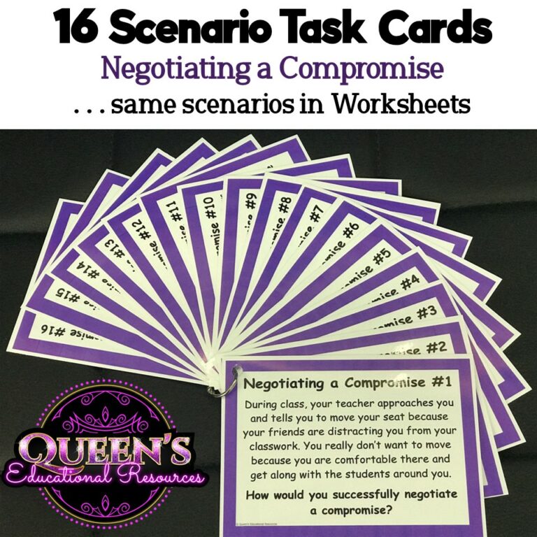 Negotiating a Compromise Scenario Task Cards and Worksheets | Made By ...