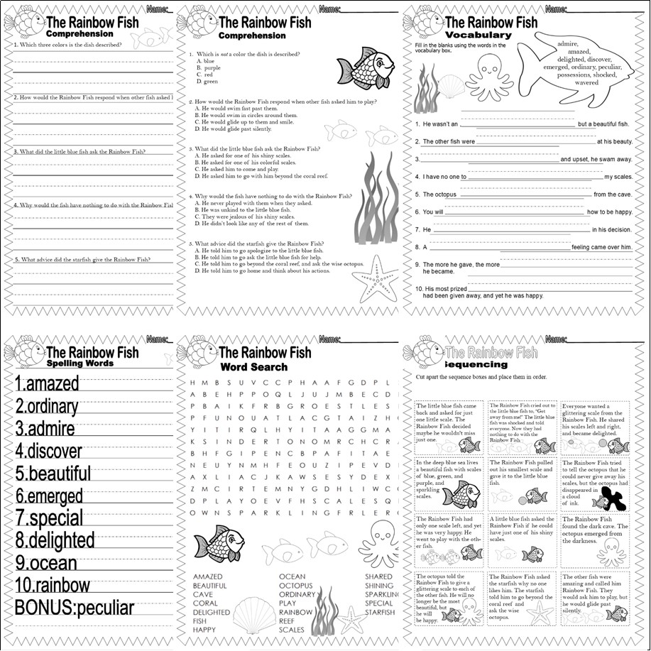 The Rainbow Fish Book Companion Reading Comprehension | Made By Teachers