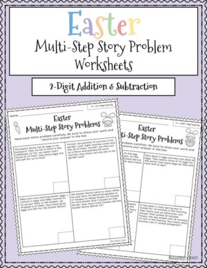 Spring Easter Multi-Step Word Problems Worksheets- 4 Pack Addition ...