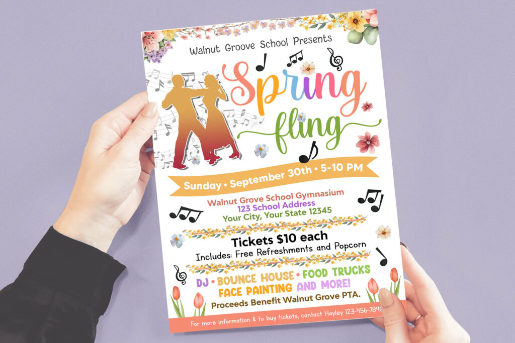 DIY Spring Fling Flyer, Customizable School Event Fundraiser Template ...