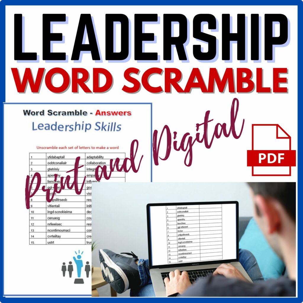 Leadership Word Scramble Activity Digital and Print with Answers | Made ...