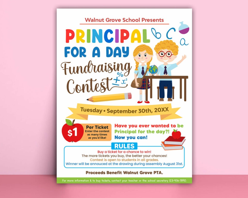 Principal For A Day Customizable School Event Fundraiser Template ...