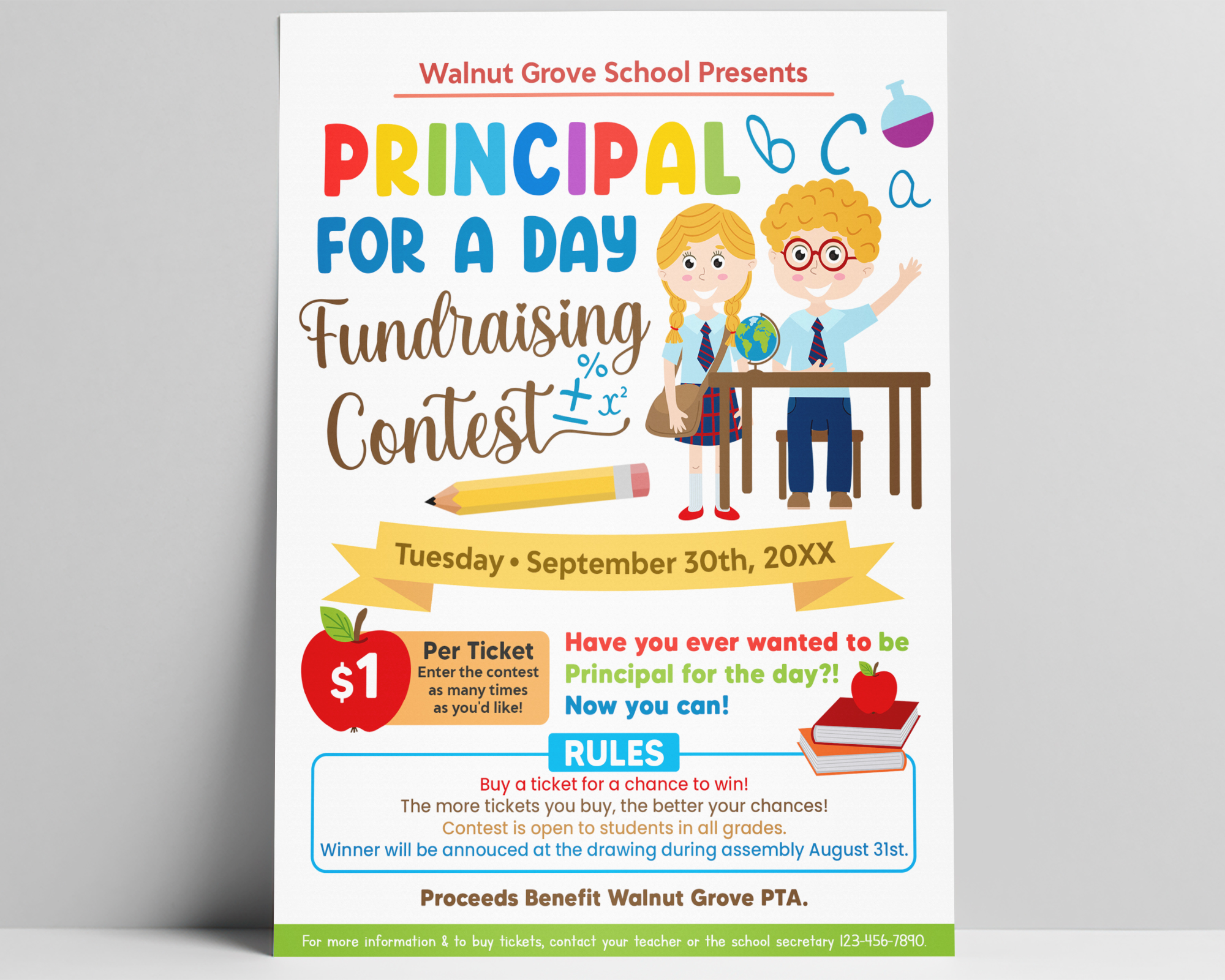 Principal For A Day Customizable School Event Fundraiser Template ...