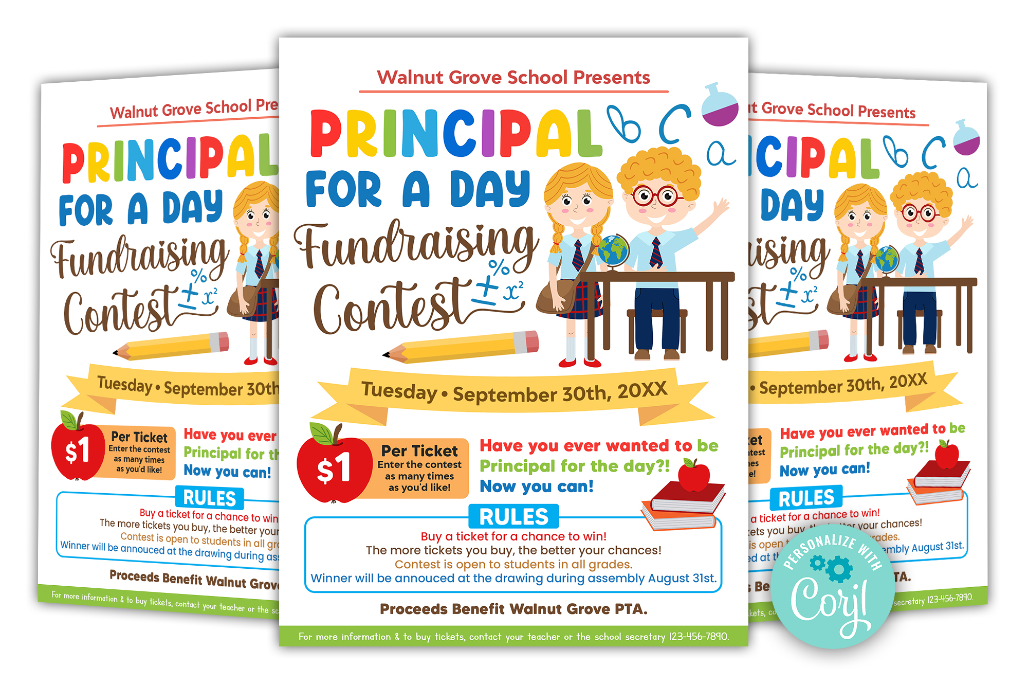 Principal For A Day Customizable School Event Fundraiser Template ...