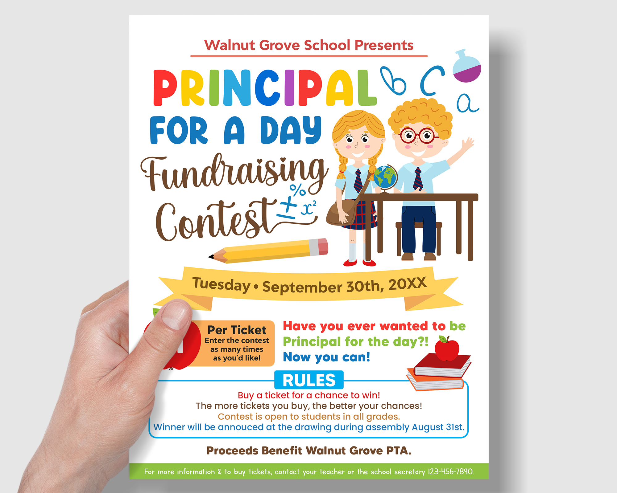 Principal For A Day Customizable School Event Fundraiser Template ...