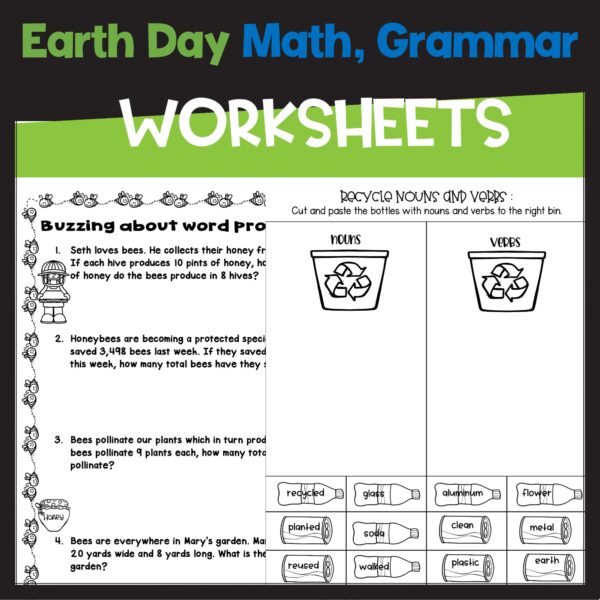 Earth Day Printable Math, Grammar, & Writing Worksheets 3rd grade ...