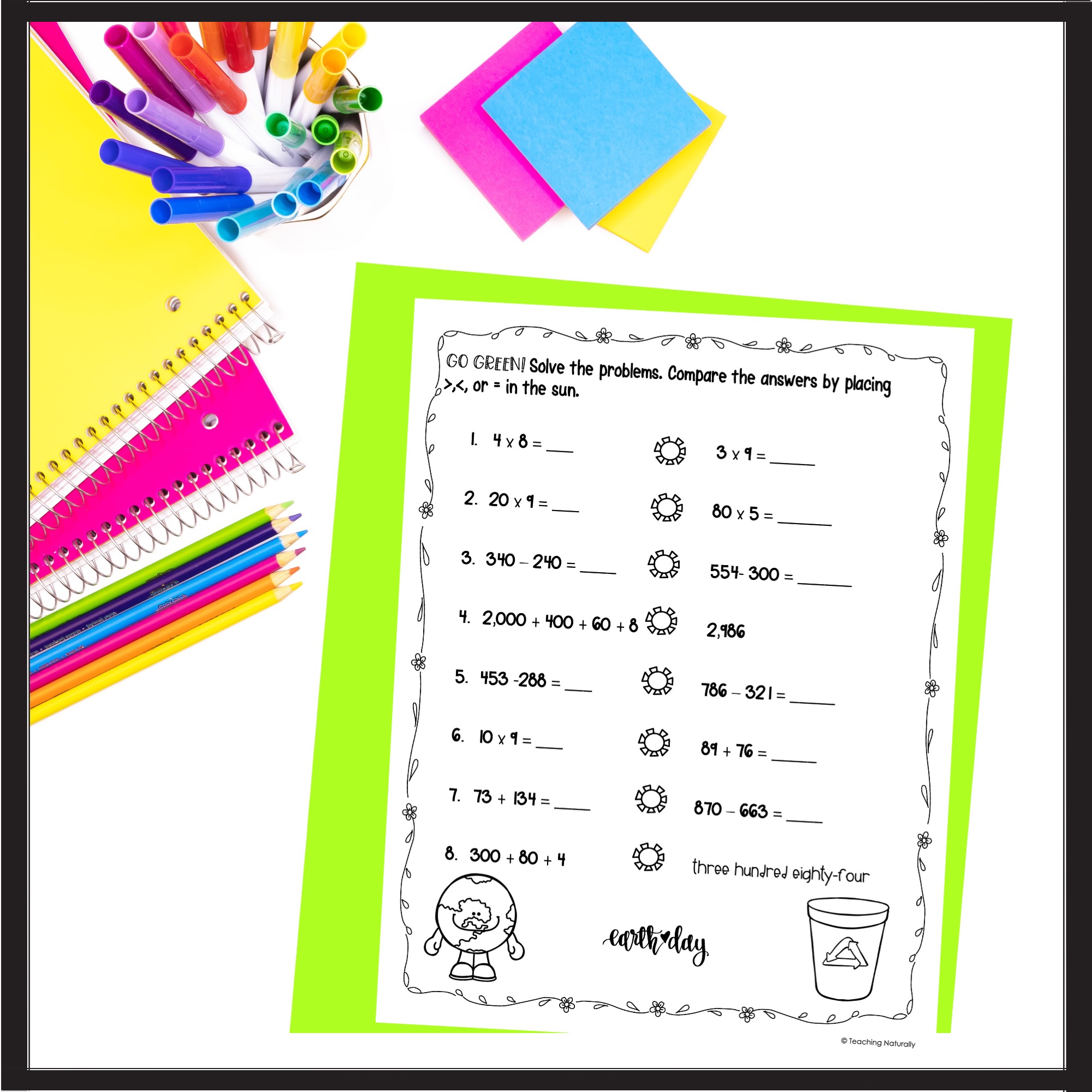 Earth Day Printable Math, Grammar, & Writing Worksheets 3rd grade ...