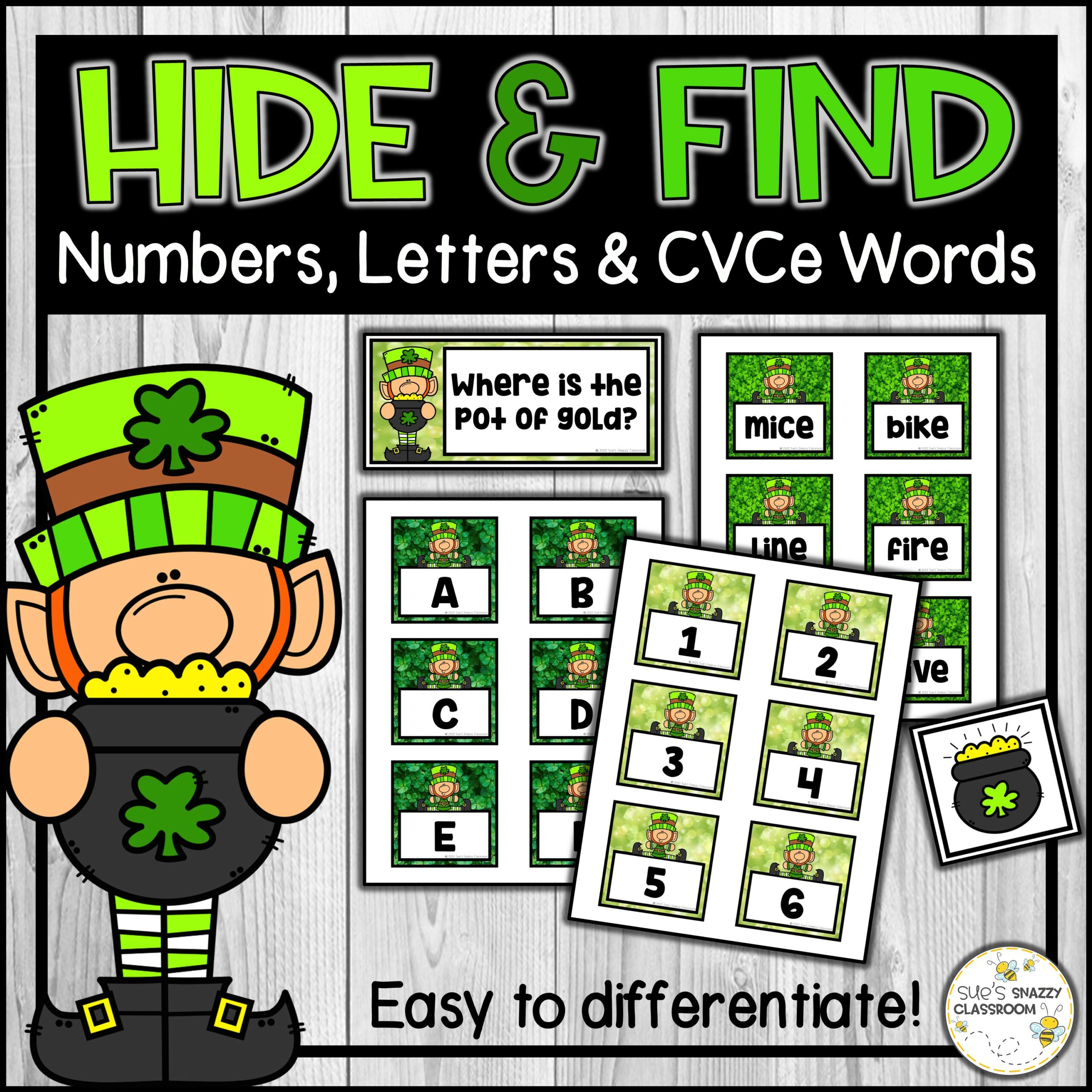 Pot of Gold - Hide & Find Pocket Chart Game - Numbers, Letters & CVCe ...