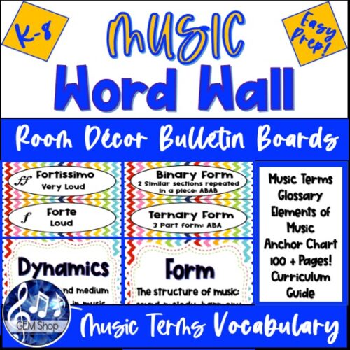 MUSIC TERM Elements Bulletin Board CHEVRON Word Wall Room Decor Anchor ...