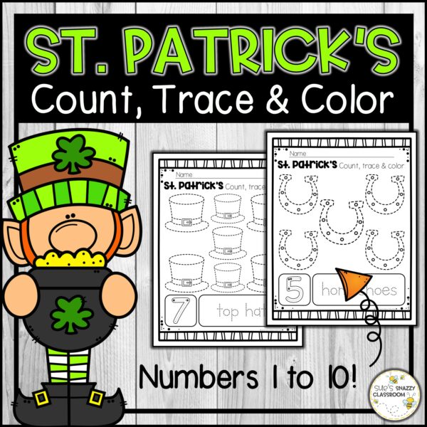St. Patrick's Count, Trace and Color - Math Center and Activity Numbers ...