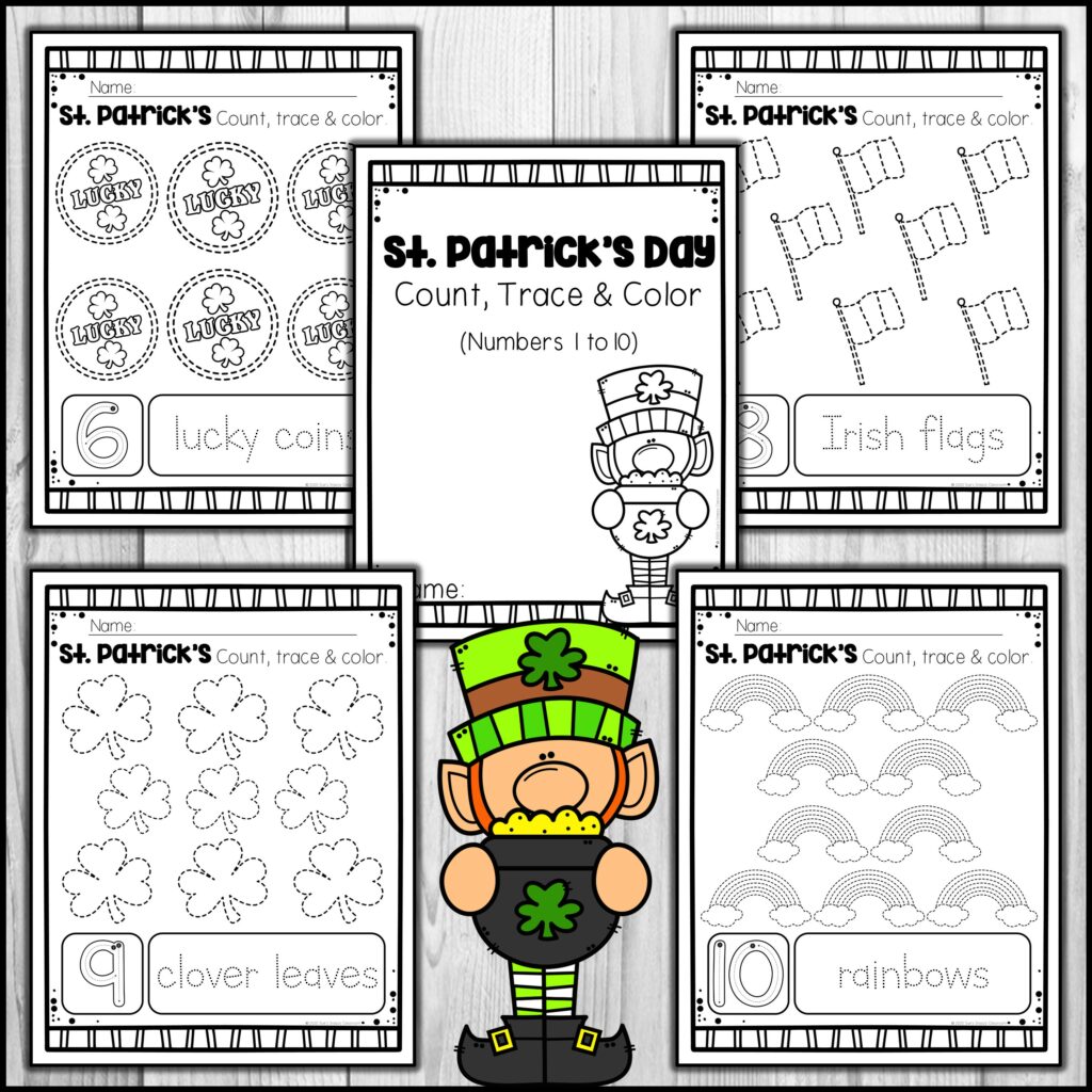 St. Patrick's Count, Trace and Color - Math Center and Activity Numbers ...