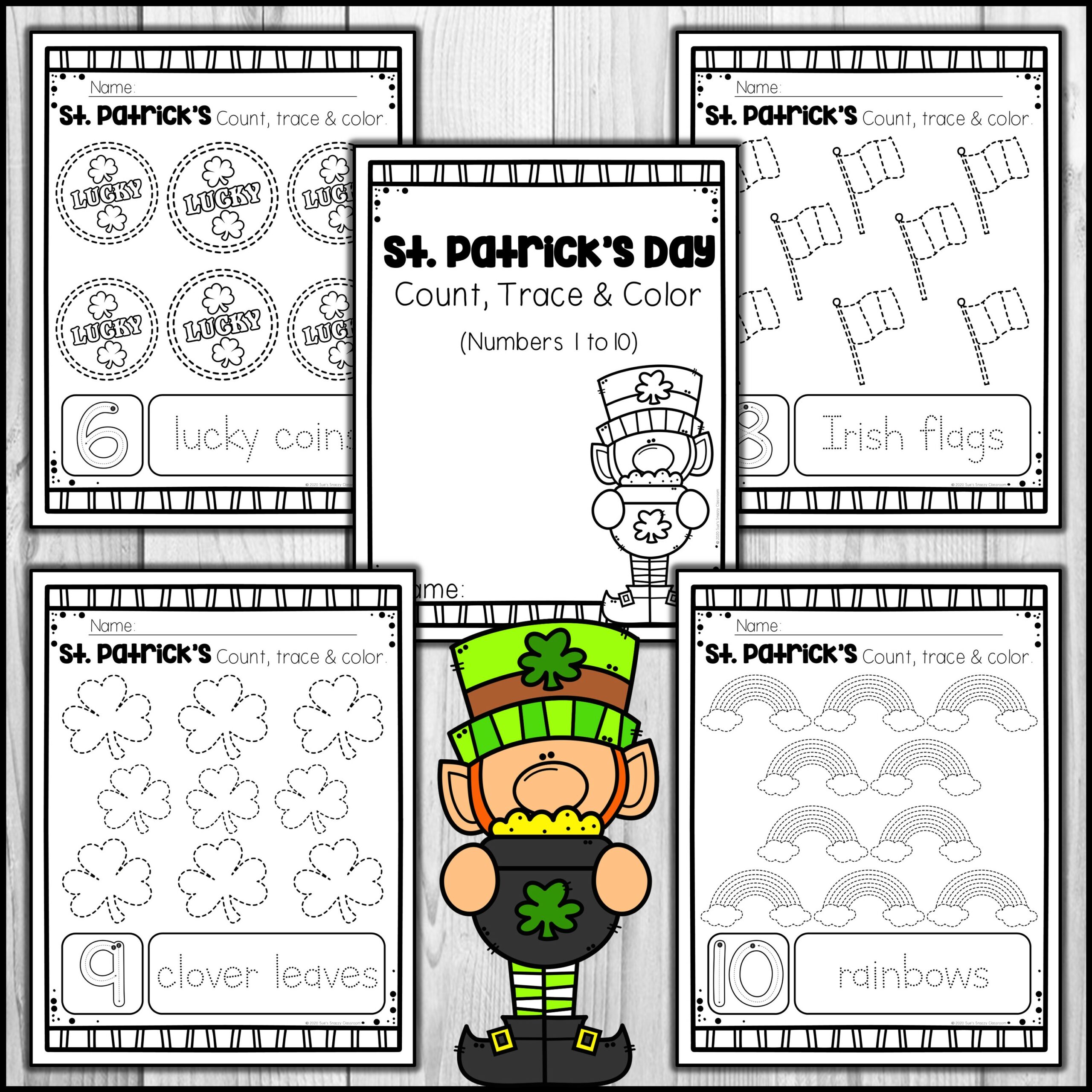 St. Patrick's Count, Trace and Color - Math Center and Activity Numbers ...