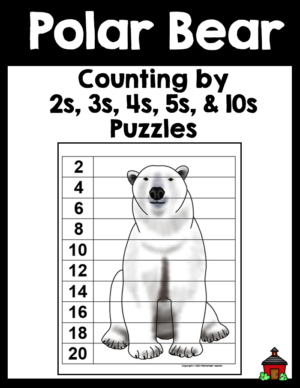 Polar Bear Counting by 2, 3, 4, 5, & 10 B&W Puzzles | Made By Teachers