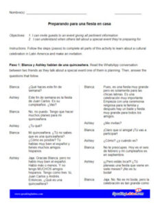 Quinceañera Invitation - Spanish Sub Lesson Plan for Novice-High ...