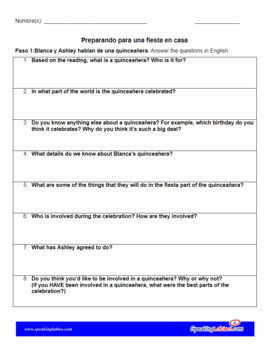 Quinceañera Invitation - Spanish Sub Lesson Plan for Novice-High ...