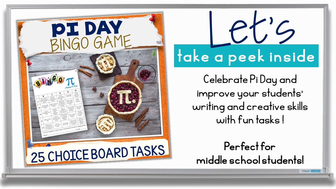 Pi Day Activities Bingo Game - March 14 NO PREP Choice Board with Fun ...