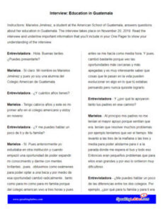 Education in Guatemala - Spanish Substitute Lesson Plan for Advanced ...