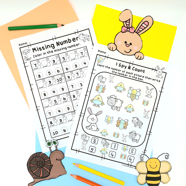 Spring Number Sense worksheets Counting Number Sequences Pre-K ...