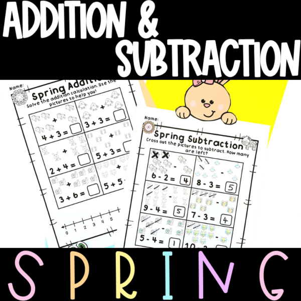 Spring Addition Subtraction within 20 Worksheets Pre-K Kindergarten 1st ...