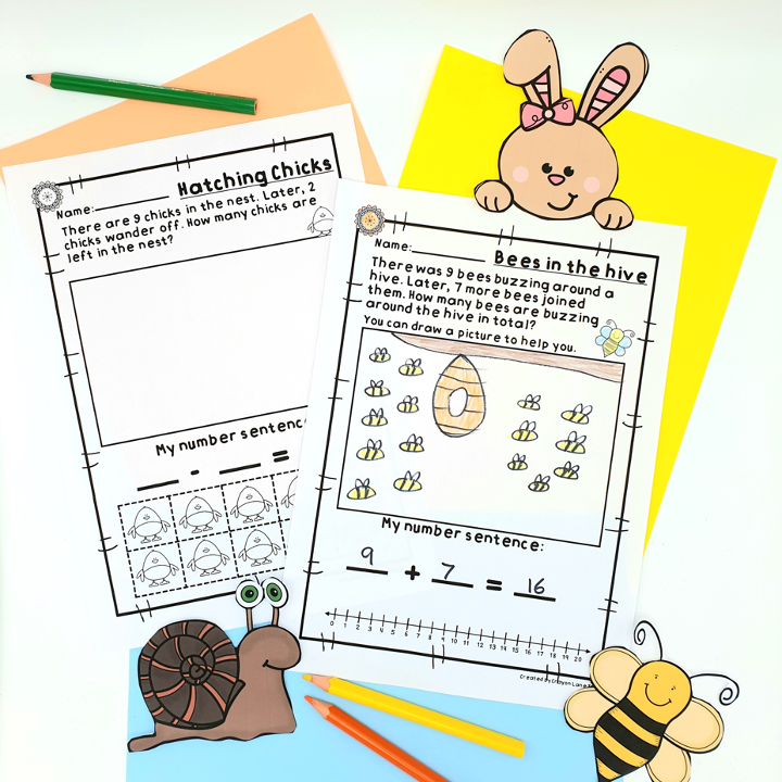 Spring Addition Subtraction within 20 Worksheets Pre-K Kindergarten 1st ...