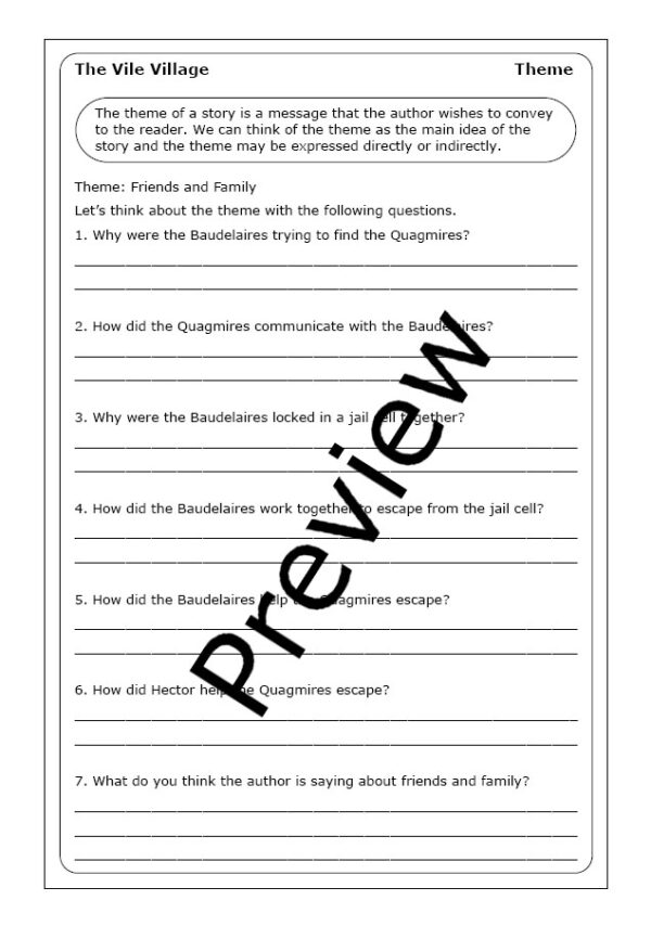 Lemony Snicket "The Vile Village" worksheets | Made By Teachers