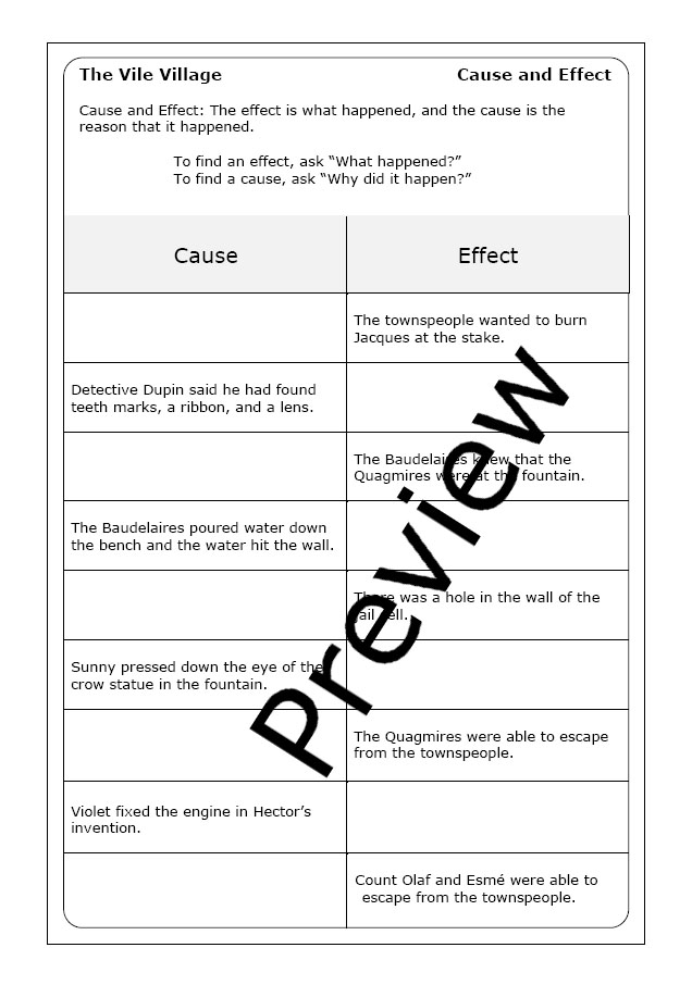 Lemony Snicket "The Vile Village" worksheets | Made By Teachers