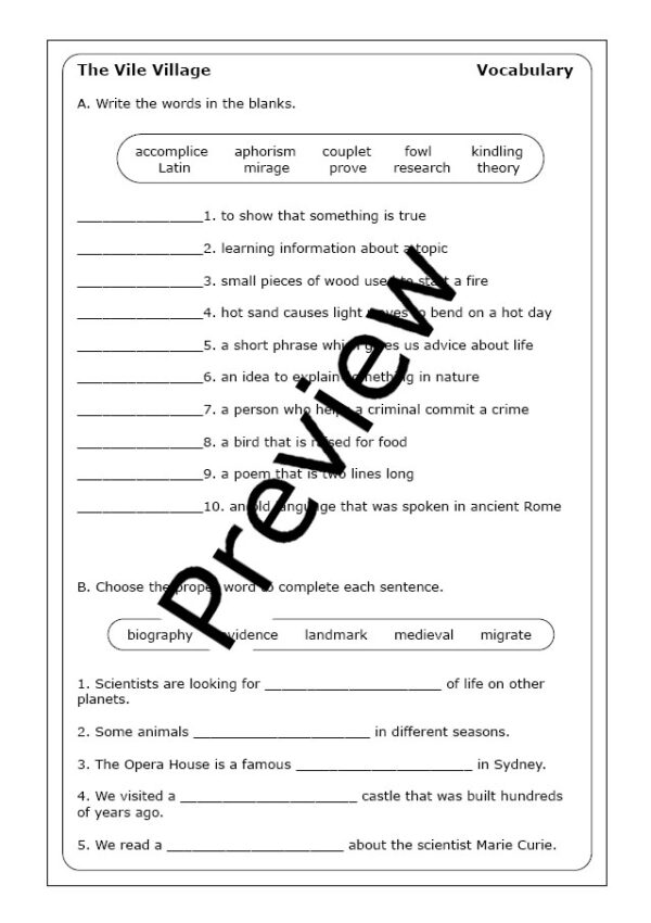 Lemony Snicket "The Vile Village" worksheets | Made By Teachers