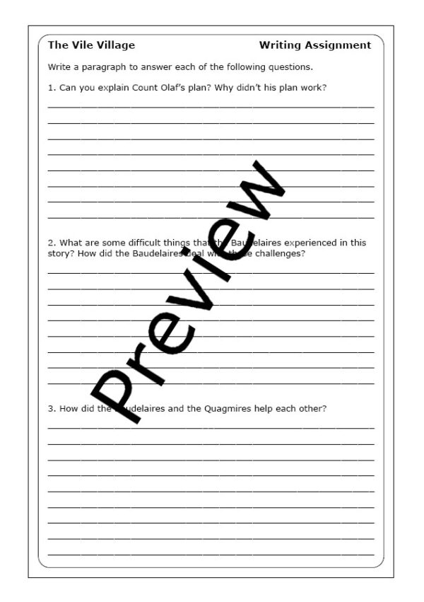 Lemony Snicket "The Vile Village" worksheets | Made By Teachers