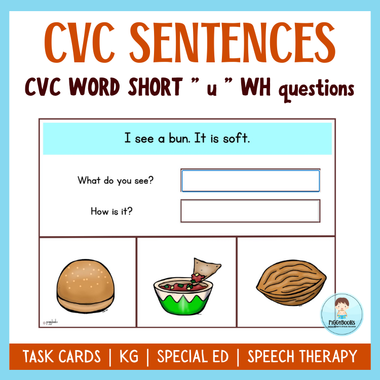 CVC Sentences short 'u' simple sentence comprehension Task cards | Made ...