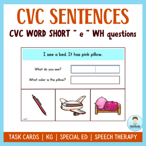CVC Sentences short 'e' simple sentence comprehension Task cards | Made ...
